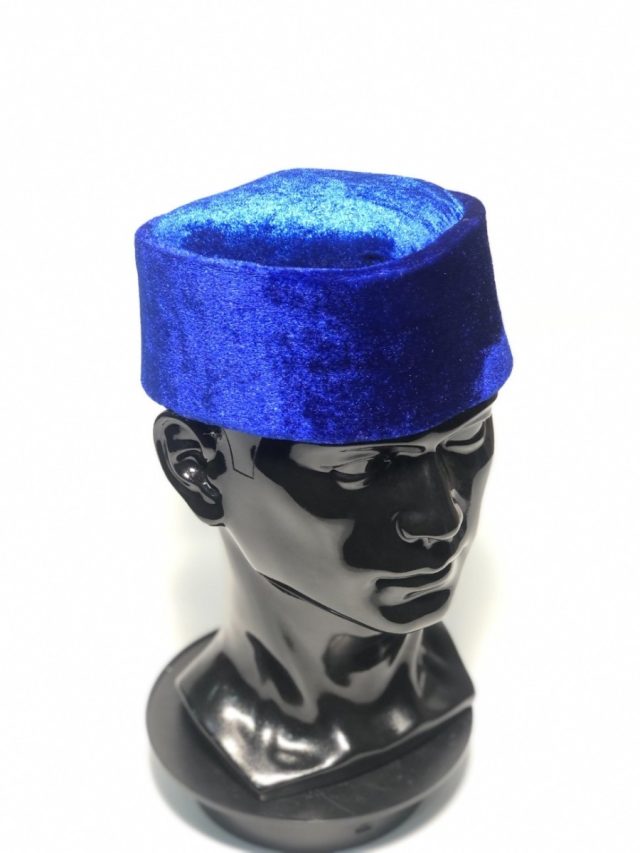 Buy Navy Blue Beaded Velvet Cap, Igbo Cap, Fulani Hat, African Beaded ...