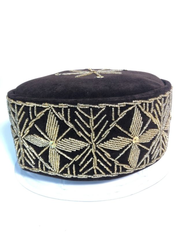 Buy Maroon Color Igbo Men Beaded Cap. African Beaded Hat for ...