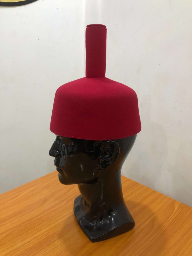 Buy Igbo Men Traditional Red Long Tonak Cap with Feathers - Capkings.ng